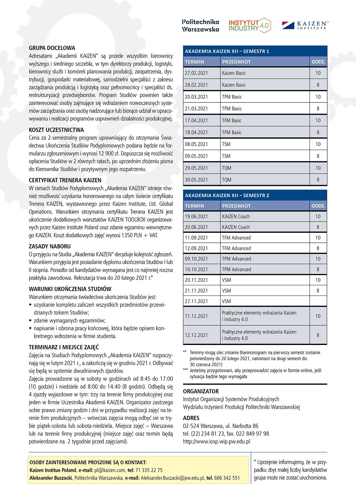 Akademia KAIZEN Studia podyplomowe Studia Strona główna
